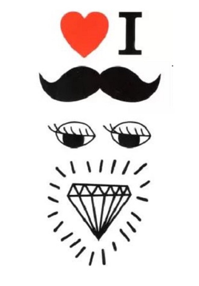 I Love Mustache Temp Body Temporary Tattoo Water Proof Tattoo Body ...