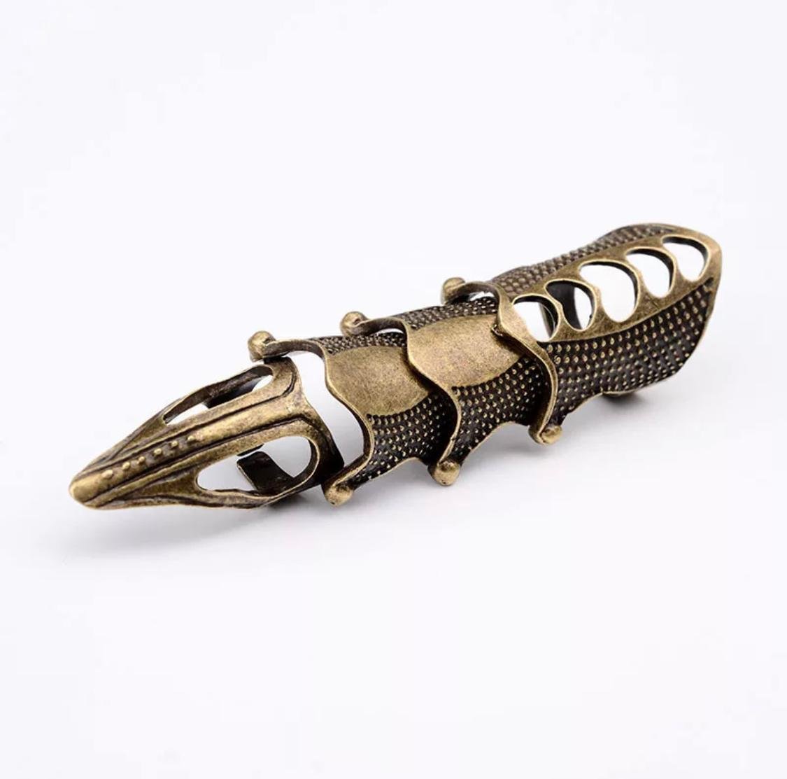 Tocona Gothic Knuckle Armour Skull Finger Bronze Knight Ring In ...